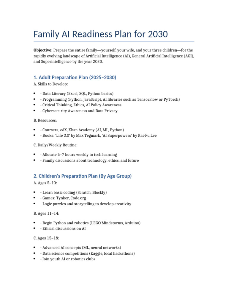 Family AI Readiness Plan for 2030 | PDF