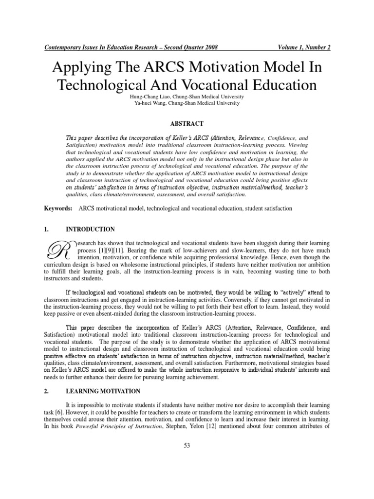 Arcs Model | PDF | Instructional Design | Motivation