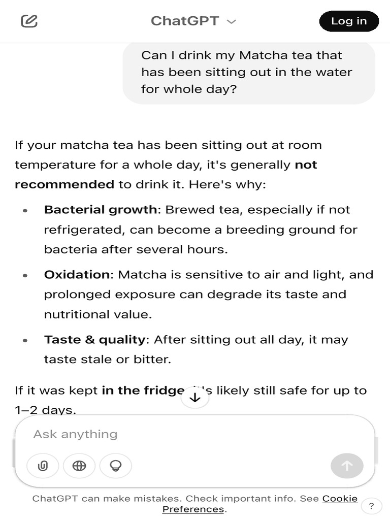 Is Day-Old Matcha Tea Safe to Drink? | PDF