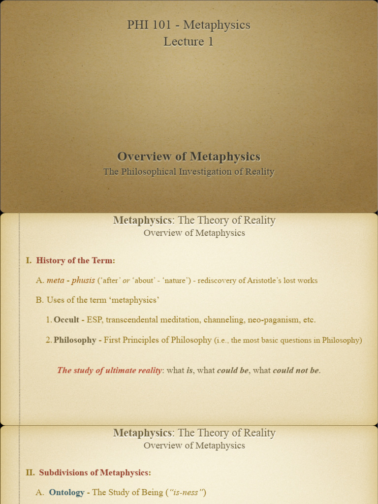 Introduction to Metaphysics Concepts | PDF