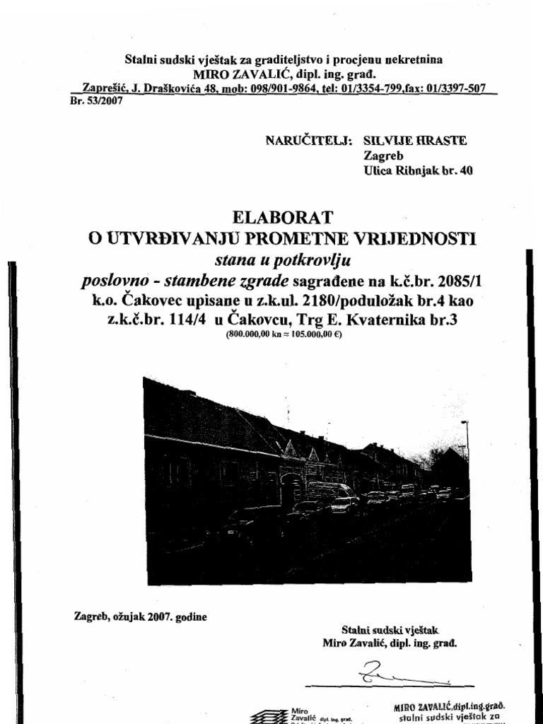 Primjer-Elaborat - Procjena - Etažiranje | PDF