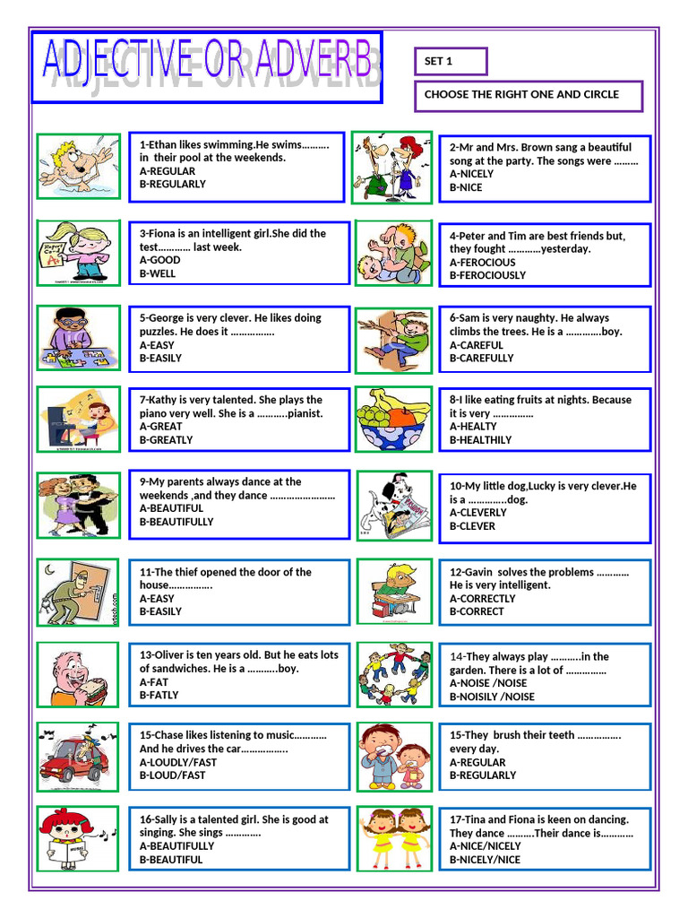 English Adverb Quiz for Kids | PDF | Syntax | Linguistic Morphology