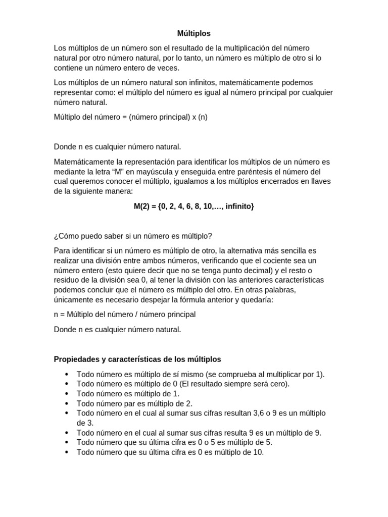 Múltiplos | PDF | División (Matemáticas) | Aritmética