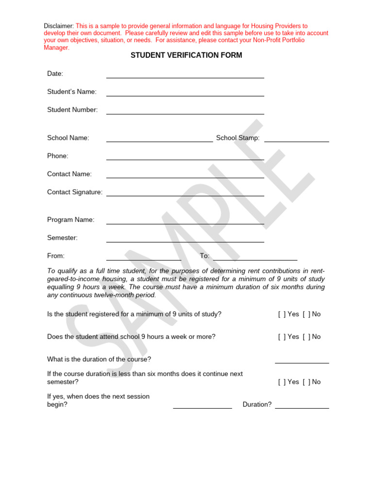 Student Verification Form | PDF