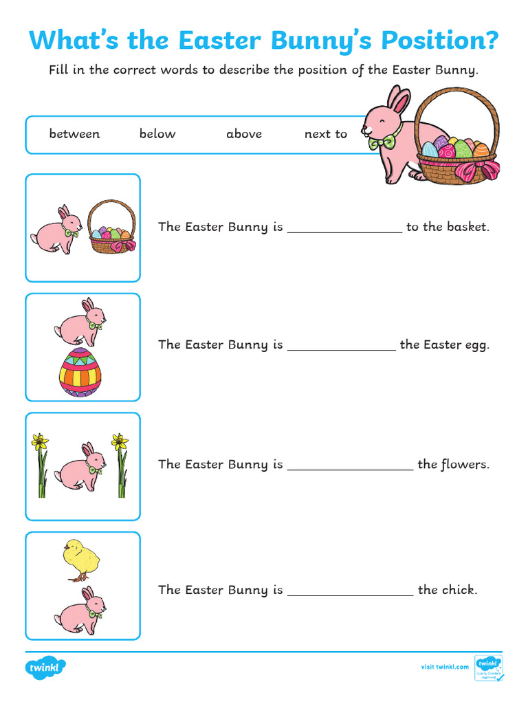 Easter Bunny Position Fill-in Activity | PDF