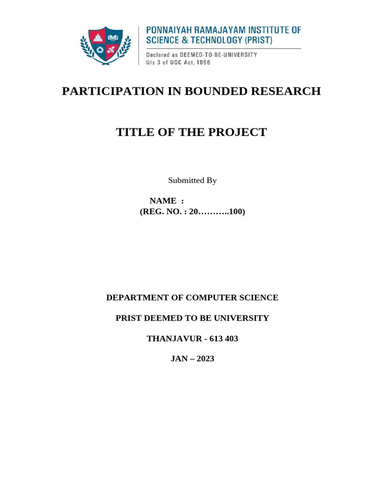 Participation Bounded Research Front Page - Format (2023-2024) | PDF