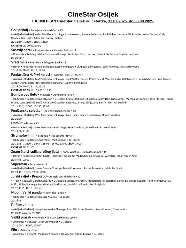 CineStar Osijek 31.07.2025 | PDF