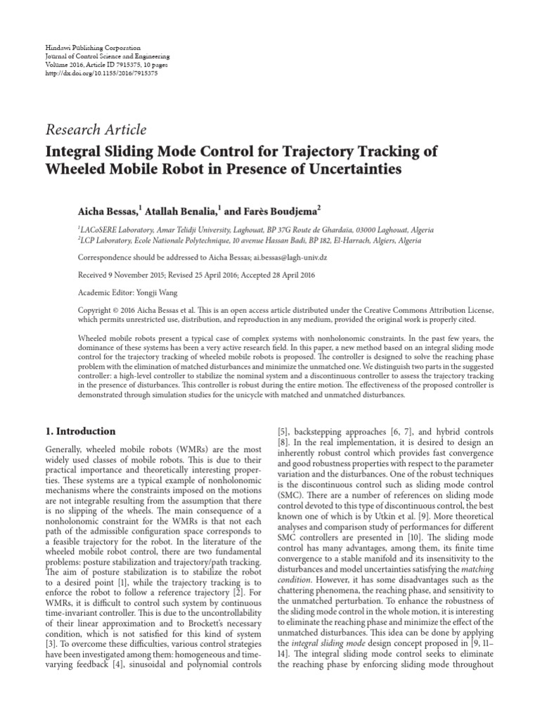 Integral Sliding Mode Control For Trajectory Track | PDF | Control Theory | Linear Subspace