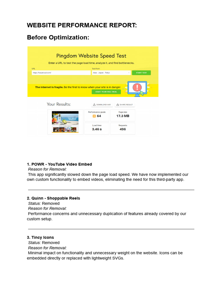 Website Performance Optimization Report | PDF