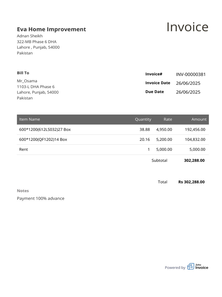 Tax Invoice for Home Improvement | PDF