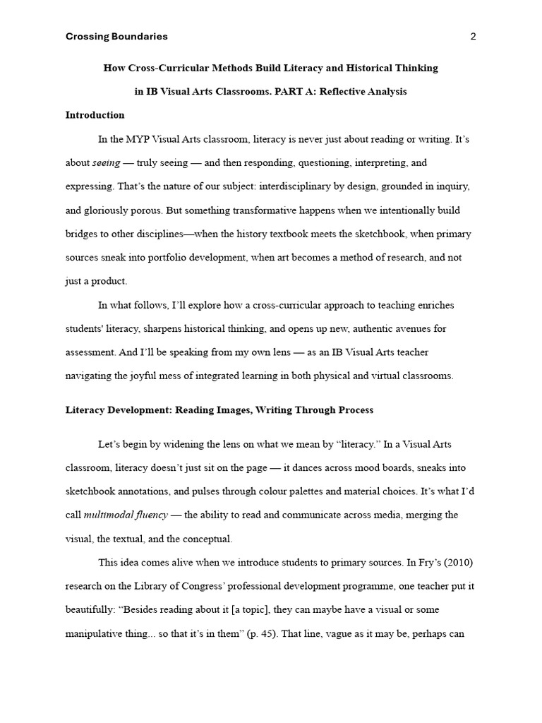 Cross-Curricular Literacy in Visual Arts | PDF | Learning ...