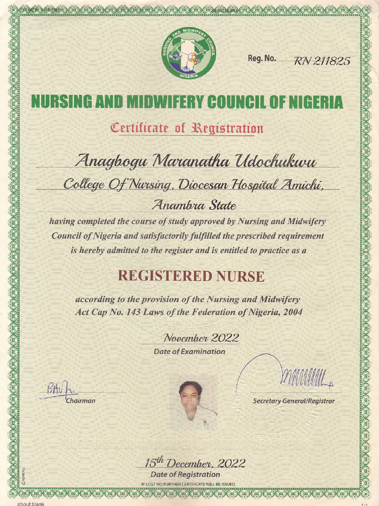 Cert of Registered Nurse | PDF