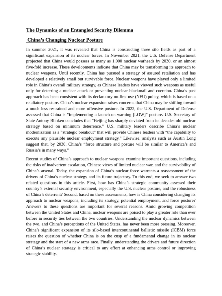 China's Evolving Nuclear Strategy | PDF | Missile Defense | Nuclear Warfare