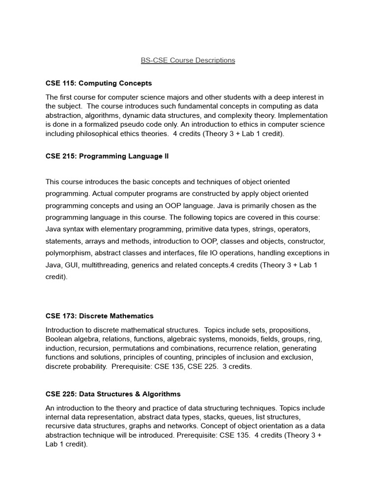 Course Descriptions | PDF | Function (Mathematics) | Integral