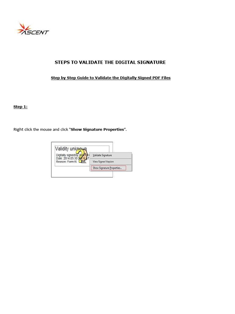 Steps To Validate The Digital Signature | PDF