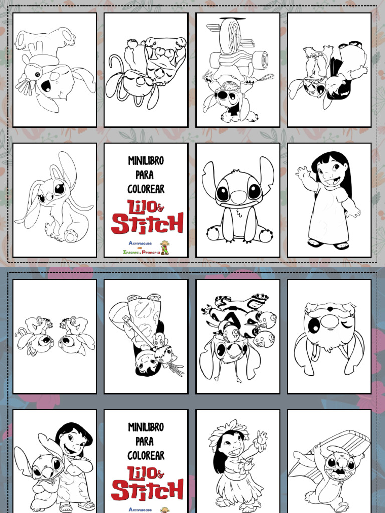 Mini libros para colorear de Stitch | PDF