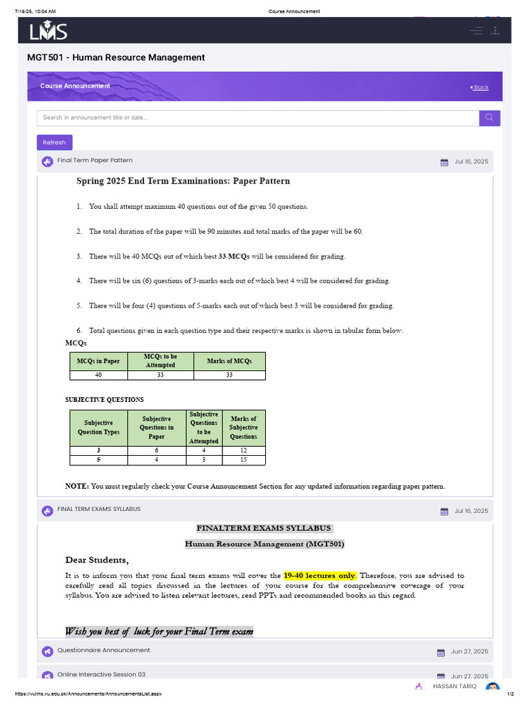 Mgt501-Human Resource Management | PDF | Multiple Choice