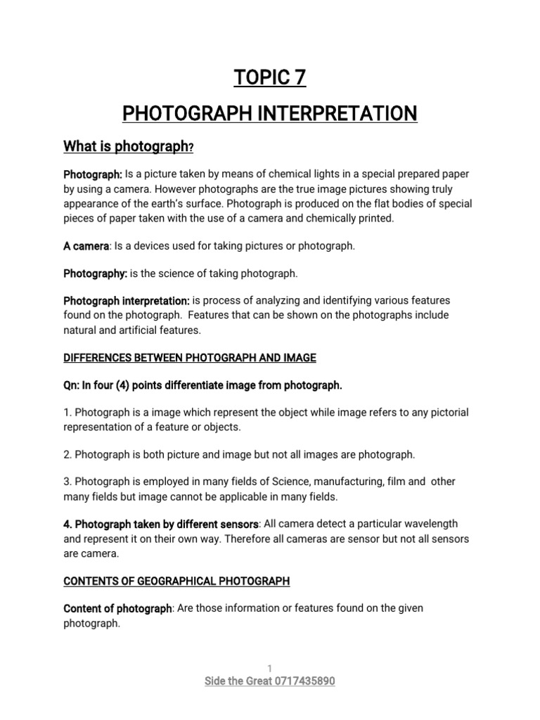 Topic 5 PHOTOGRAPHS INTERPRETATION.. | PDF | Satellite Imagery | Aerial Photography