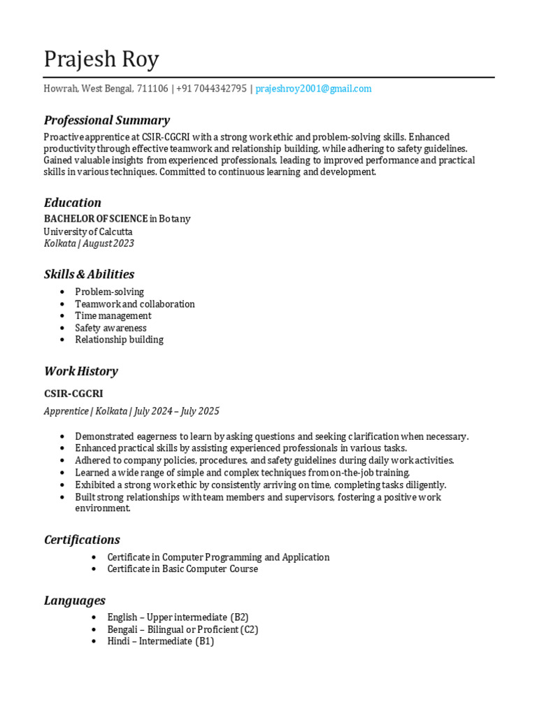 Prajesh Roy Resume | PDF
