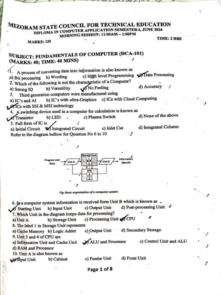 Diploma in Computer Applications Exam Guide | PDF | Computer Data ...