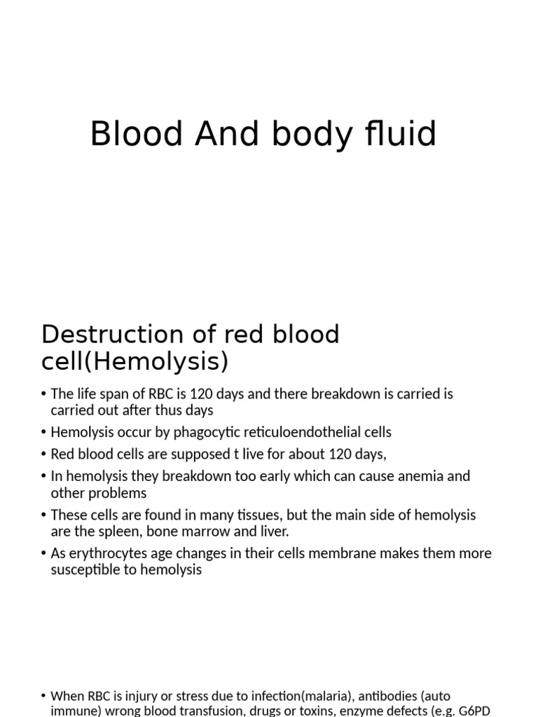 Blood and Body Fluid - 031110 | PDF | Blood Type | Red Blood Cell