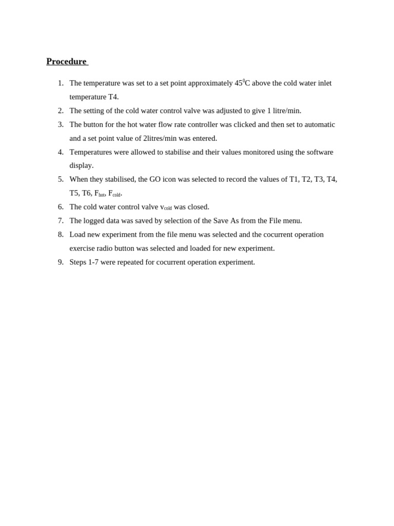 Hot Water Flow Rate Procedure | PDF