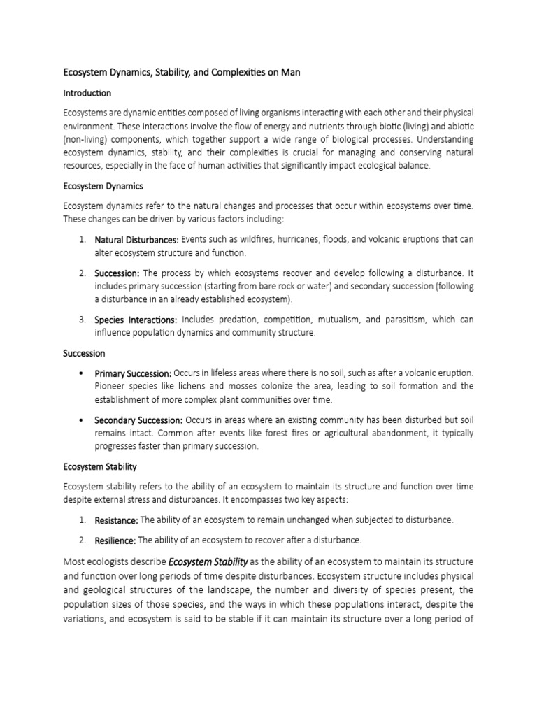 Ecosystem Dynamics and Human Impact | PDF | Ecosystem | Ecological ...