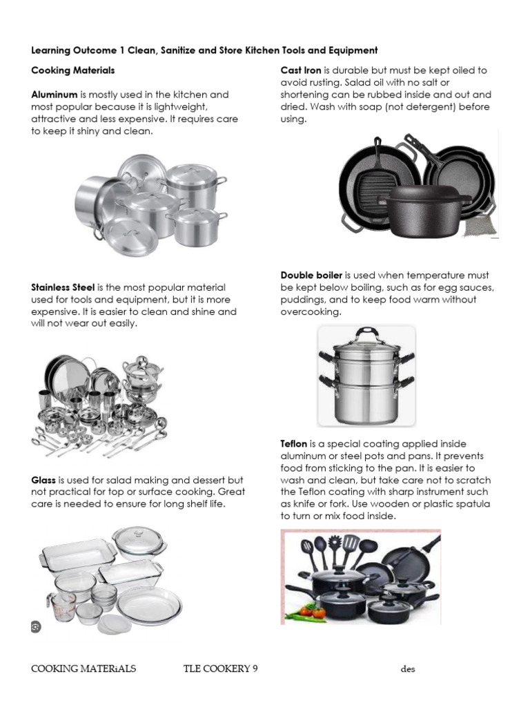 Cooking Materials Lecture | PDF