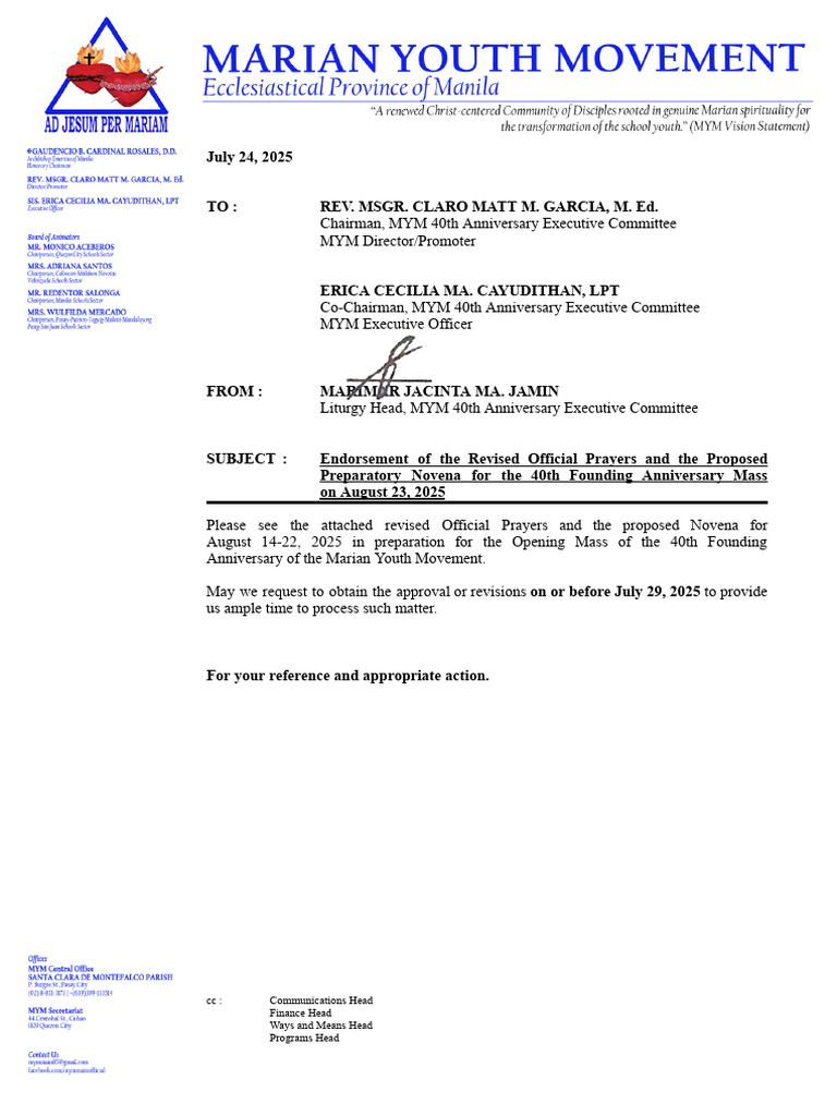 (EXTREMELY URGENT) Liturgy-Memo For Official Prayer | PDF | Mary ...