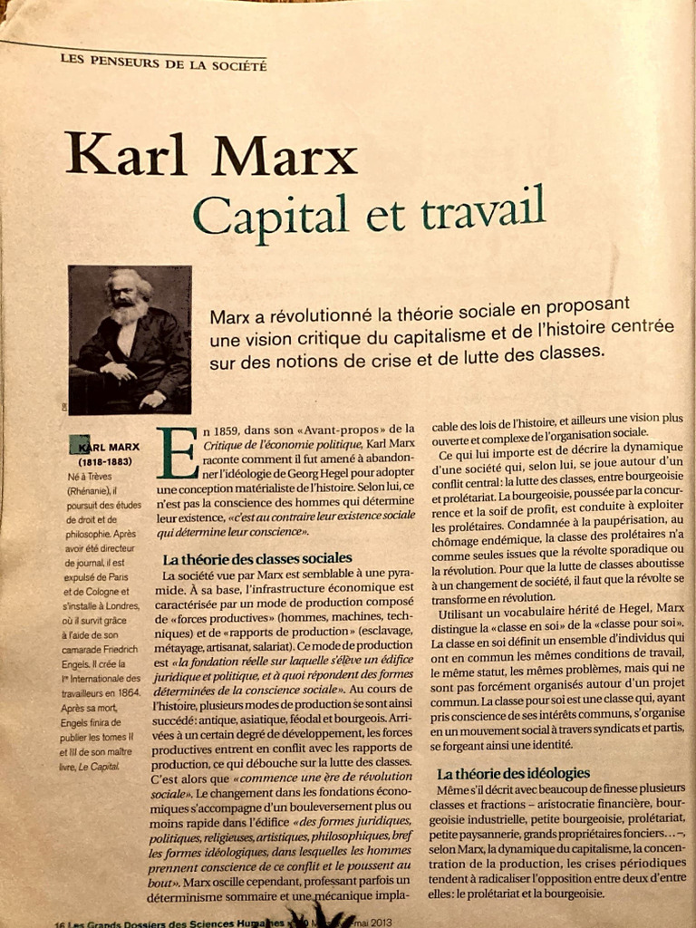 Marx et Weber : Lutte des classes et idéologie | PDF | Karl Marx ...