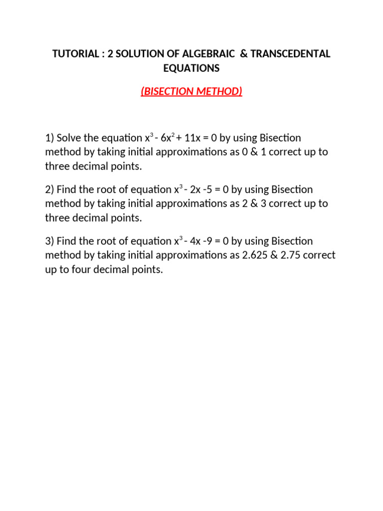 Tutorial 2 Bisection Method | PDF