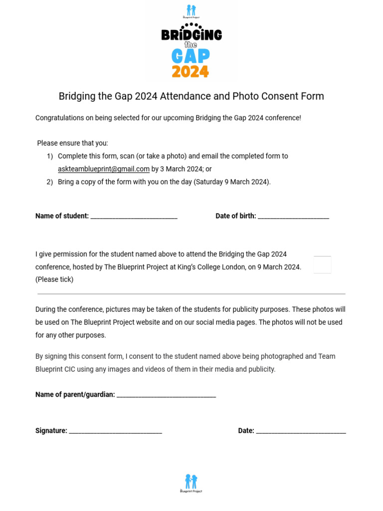 Bridging the Gap 2024 Consent Form (2) | PDF