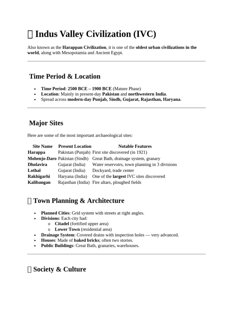 Indus Valley Civilization Overview | PDF