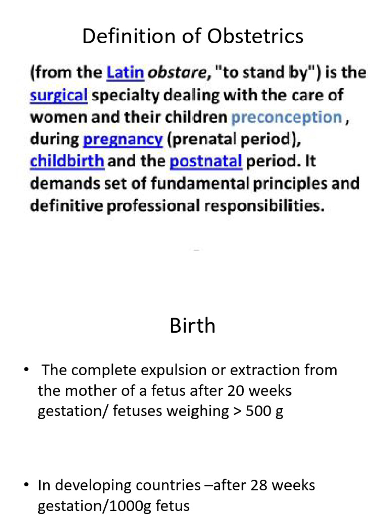 Definition of Obstetrics Terms | PDF | Fetus | Women's Health