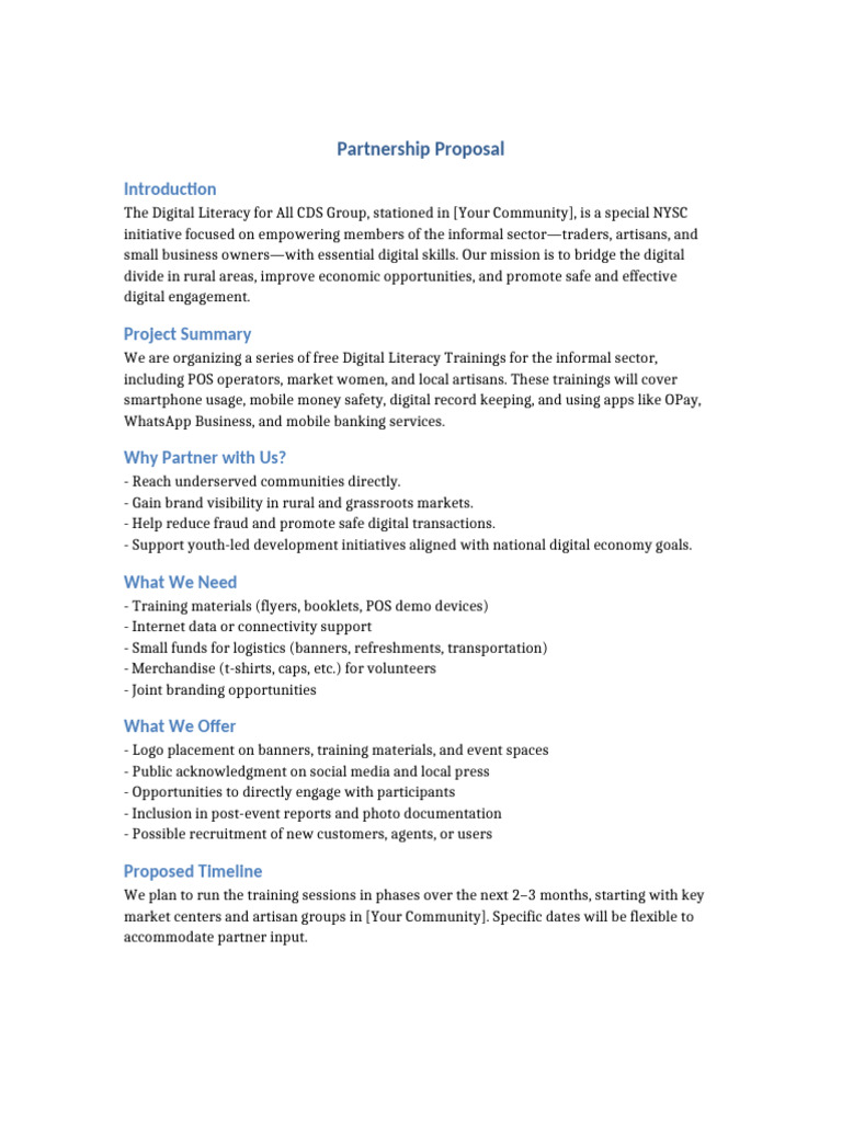 Digital Literacy CDS Partnership Proposal | PDF