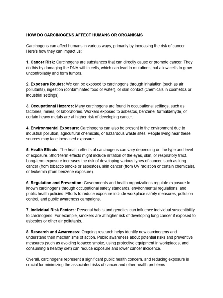 How Do Carcinogens Affect Humans or Organisms | PDF | Cancer | Carcinogen