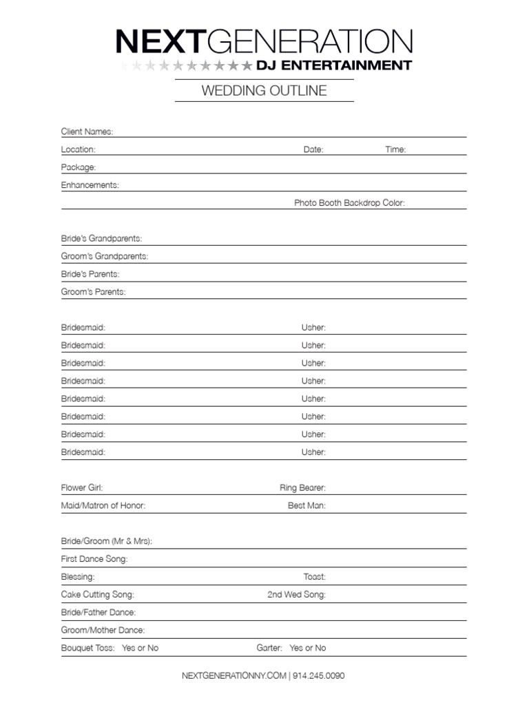 Wedding Outline and Music Checklist | PDF