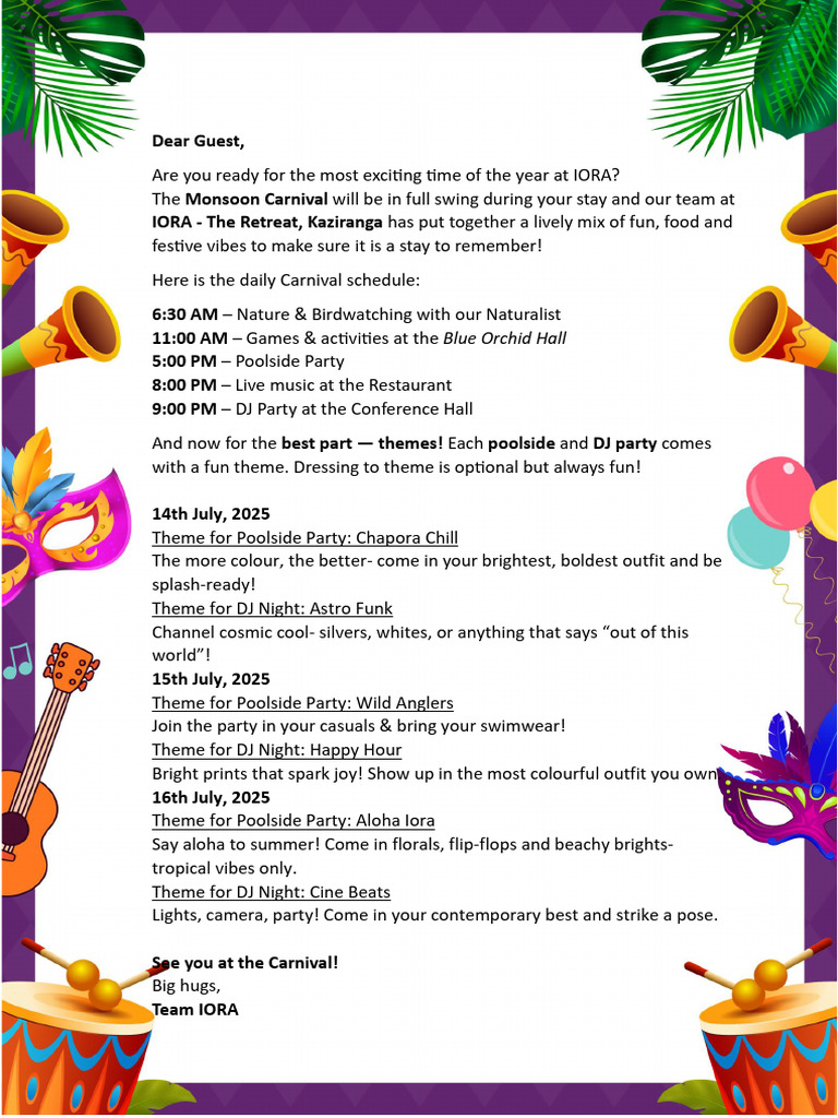 Monsoon Carnival Letter | PDF
