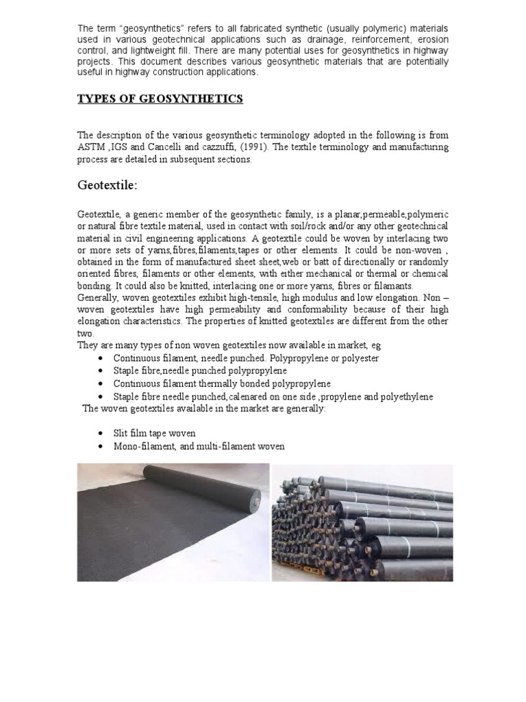 Types of Geosynthetics | PDF | Geotechnical Engineering | Engineering