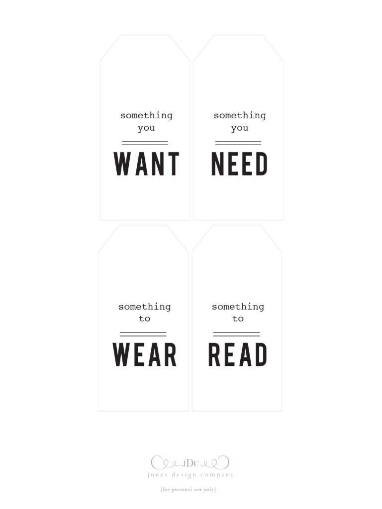 Four Printable Gift Tags | PDF