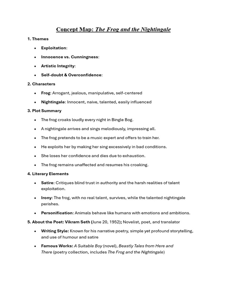 Frog and Nightingale - Concept Map | PDF