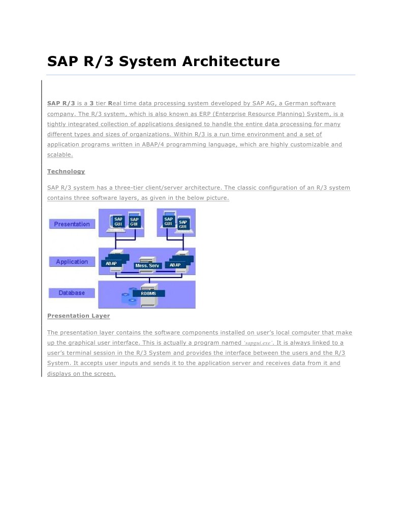 SAP Arictecture | PDF | Databases | Server (Computing)
