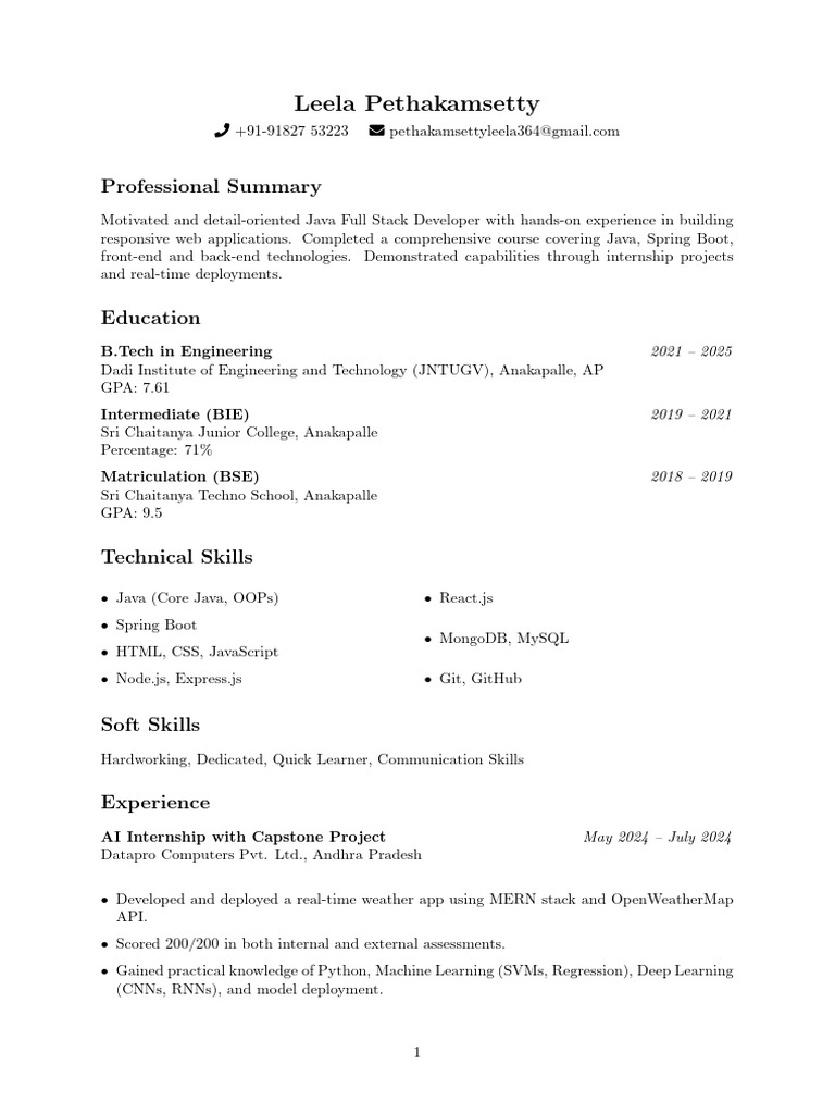 RenderCV EngineeringResumes Theme | PDF