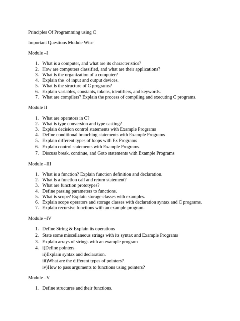 Pop Important Questions | PDF