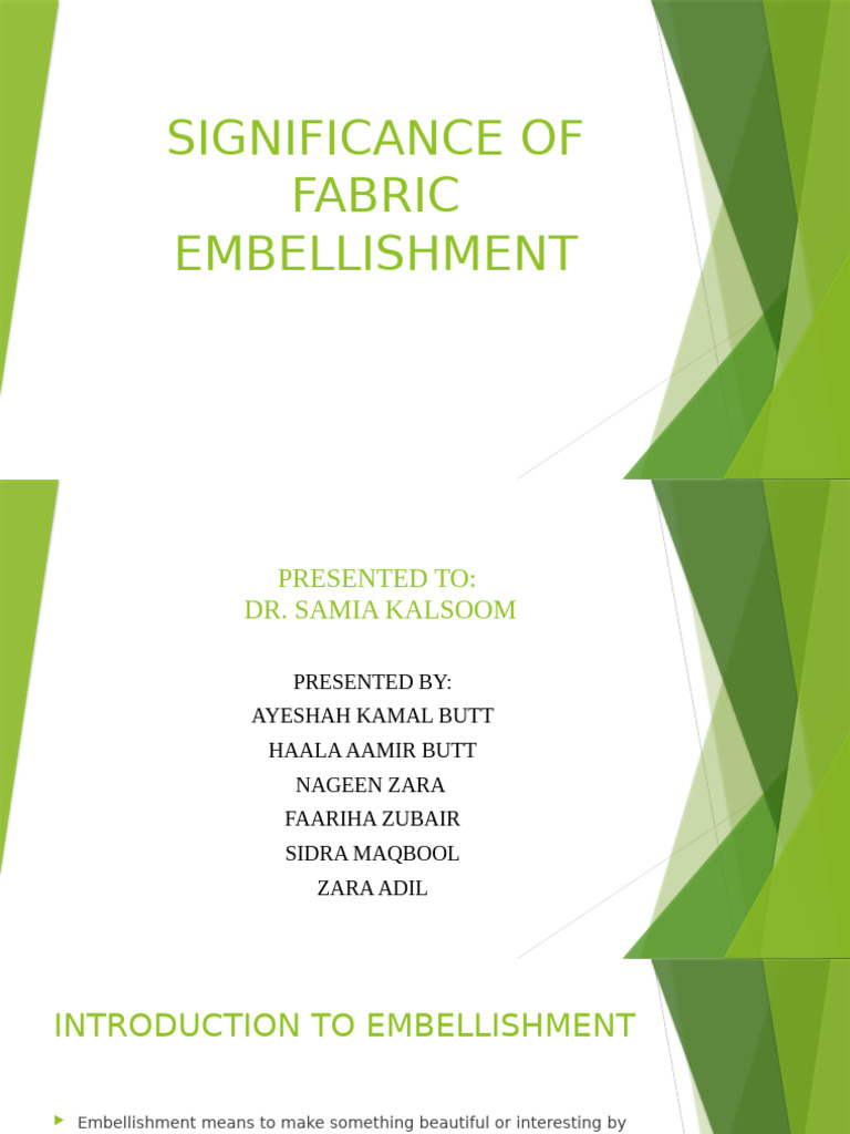 Significance of Fabric Embellishment | PDF | Textiles | Fashion