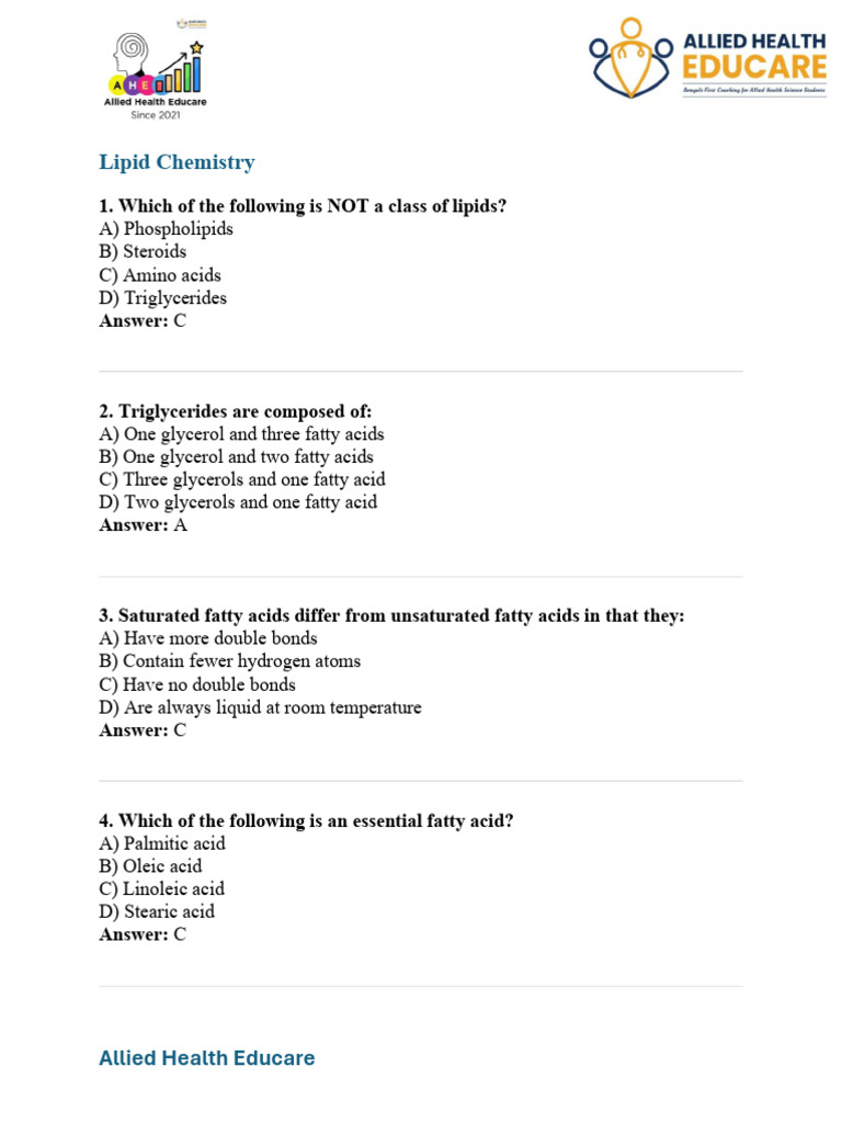 Lipid Chemistry Metabolism Lab Diagnosis | PDF | Fatty Acid | Lipid