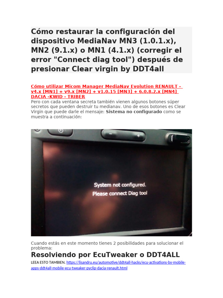 Cómo Restaurar La Configuración Del Dispositivo MediaNav MN3 | PDF | Software | Informática