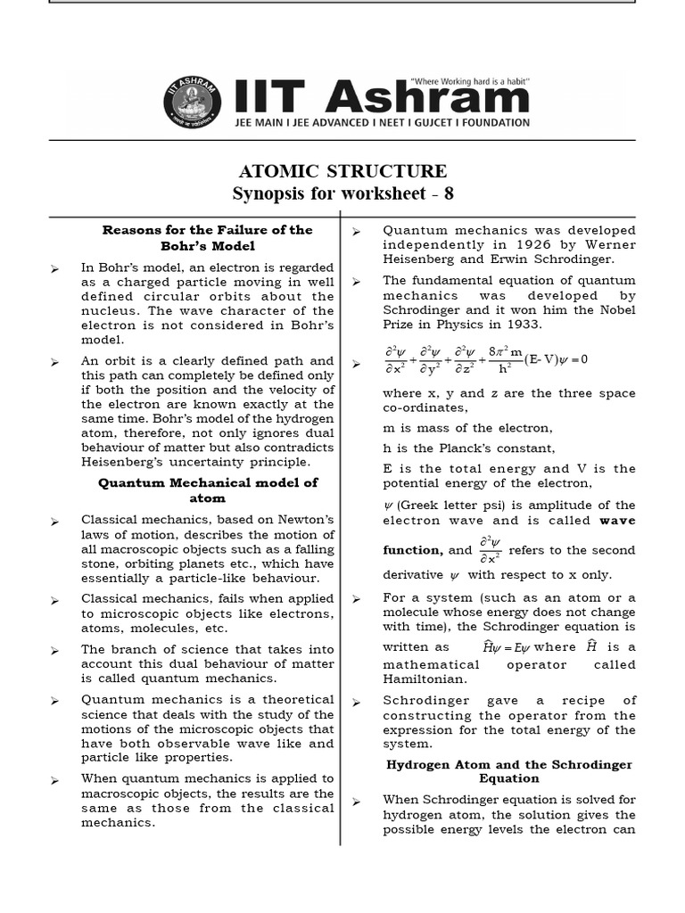 Schrodinger's Quantum Atomic Model | PDF | Atomic Orbital | Schrödinger ...