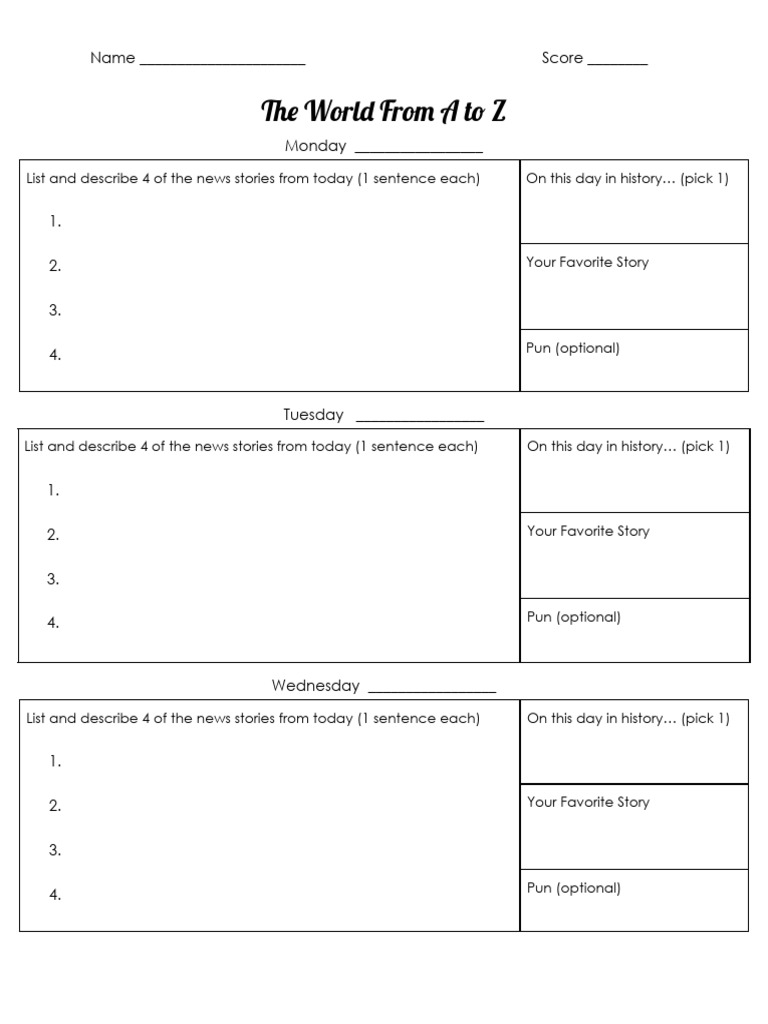 Weekly News Summary Template | PDF
