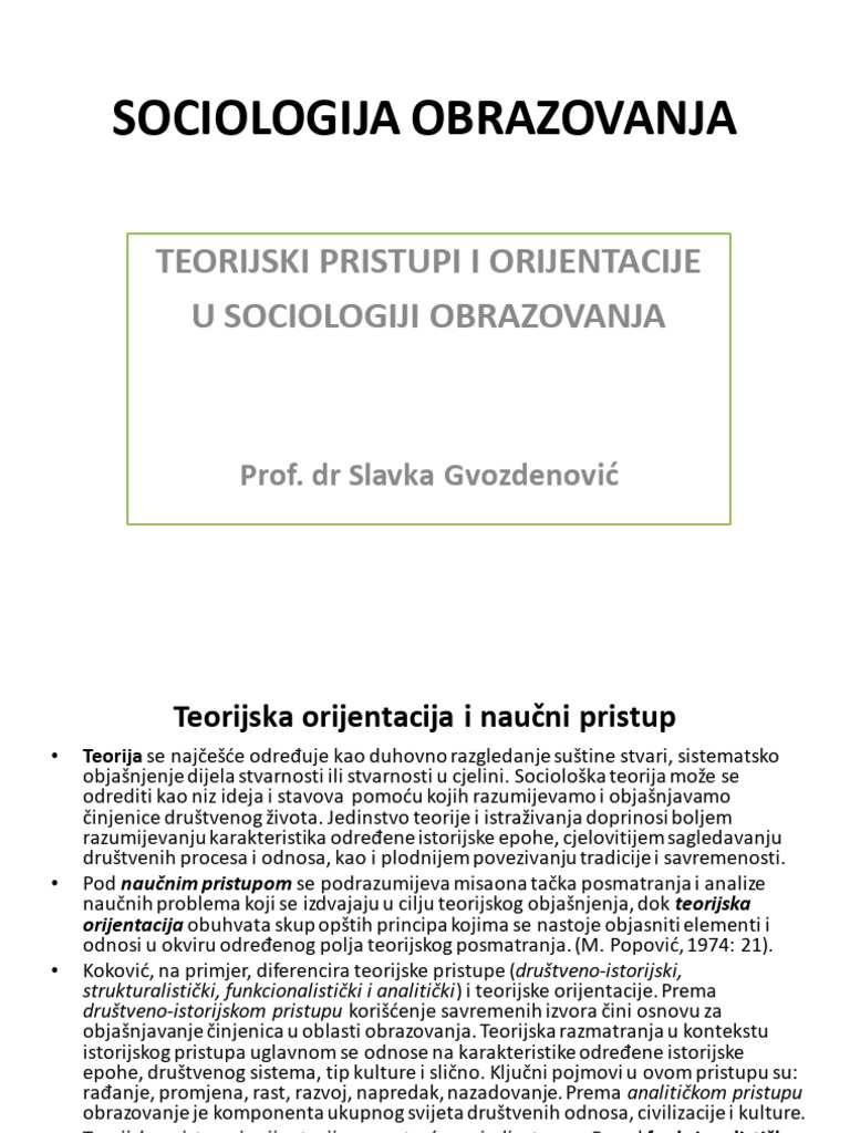 Teorijski Pristupi I Orijentacije Presentation | PDF